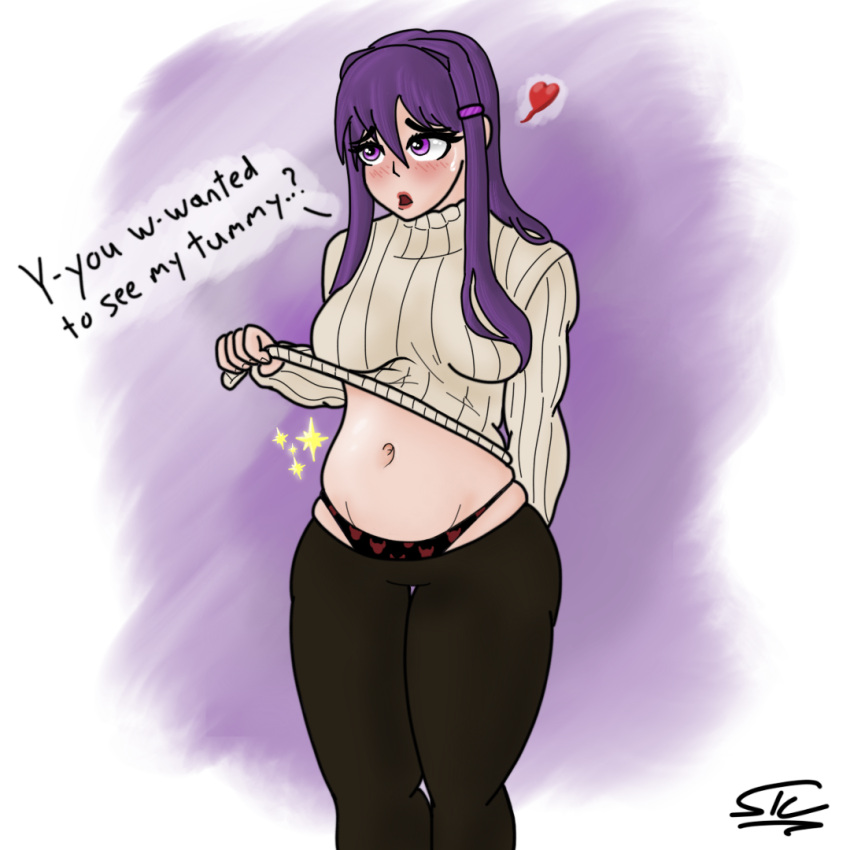 Rule 34 Breasts Doki Doki Literature Club English Text Panties Purple Eyes Purple Hair