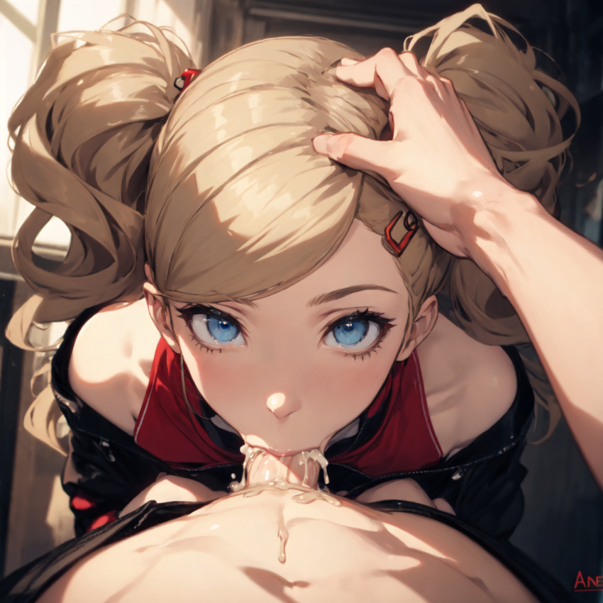 Rule 34 Ai Generated Ann Takamaki Blonde Hair Blowjob Blue Eyes