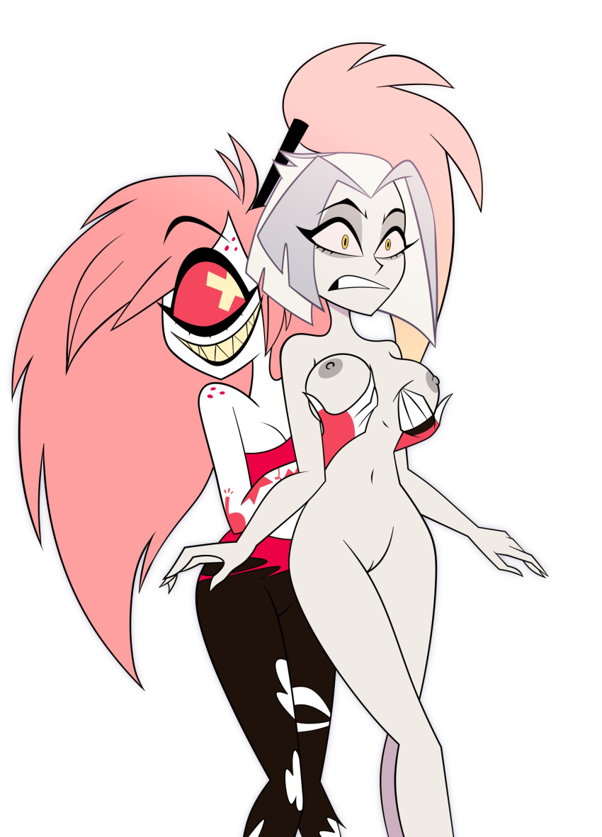 Rule 34 2girls Accurate Art Style Breast Grab Cherri Bomb Clothed 5398