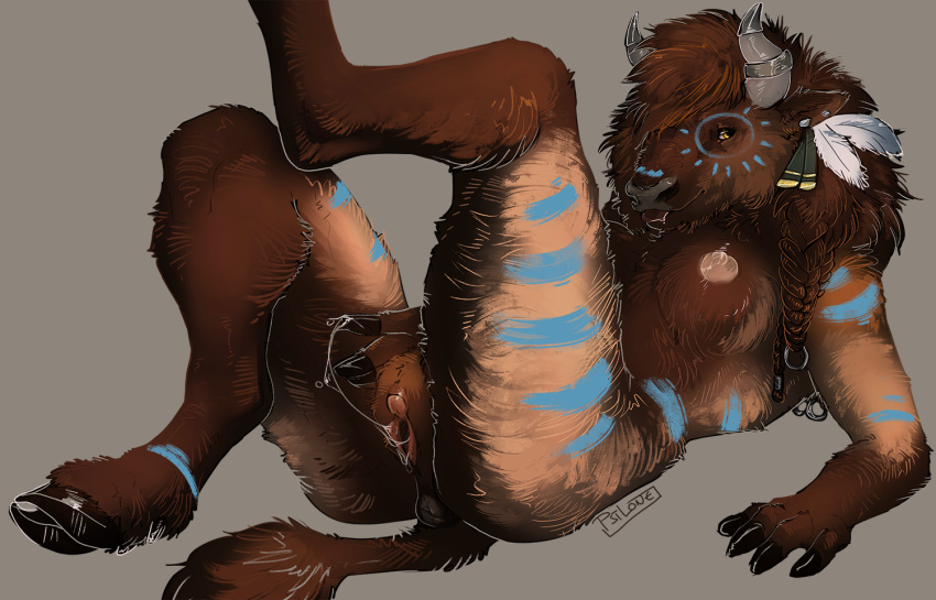 Rule 34 Anthro Anus Bison Bovid Bovine Breasts Female Genitals Hooves