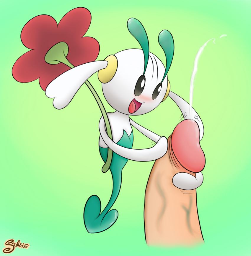 Rule 34 Blush Cum Cumshot Disembodied Penis Faceless Male Female Floette Flower Handjob Human