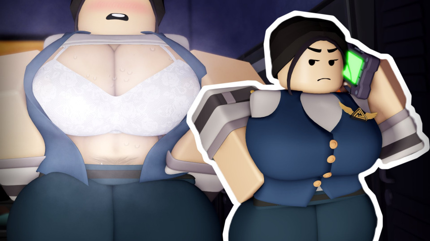 Rule 34 1girls 3d Big Breasts Black Hair Blue Coat Blush Breasts Cleavage Clothed Dispatcher