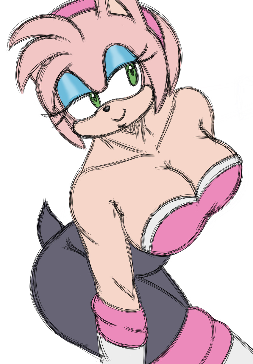 Rule 34 Amy Rose Amy The Bat Big Breasts Blue Eyeshadow Bodysuit