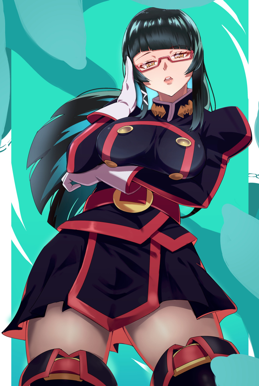 Rule 34 Anti Demon Corps Uniform Azuma Maia Glasses Gloves Green Hair 2403
