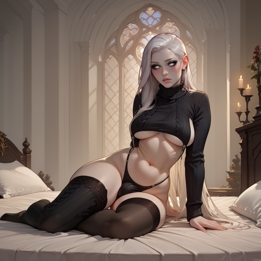 Rule 34 1futa Ai Generated Bed Bedroom Blindparty Civitai Futanari Lingerie Penis Solo