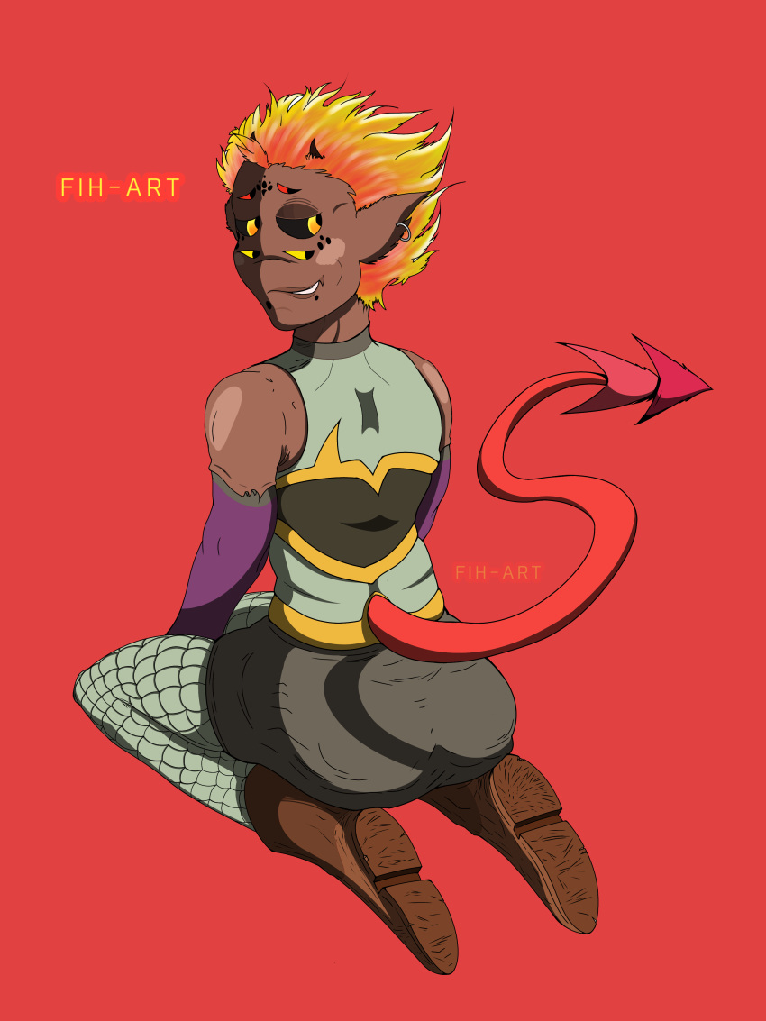 Rule 34 Demon Demon Horns Fih Art Girly Lewd Sitting Solo Solo Male 8651