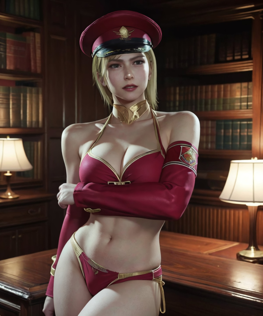 Rule 34 1girls Ai Generated Bed Bedroom Big Breasts Blonde Hair Books Bookshelf Bra Cleavage