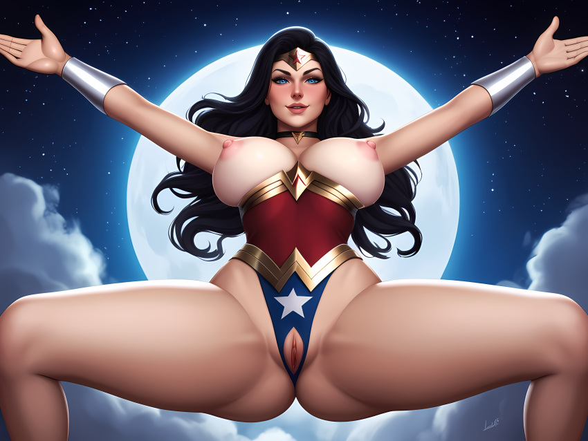 Rule 34 1girls Ai Generated Amazon Areola Areolae Black Hair Blue Eyes Breast Breasts Breasts