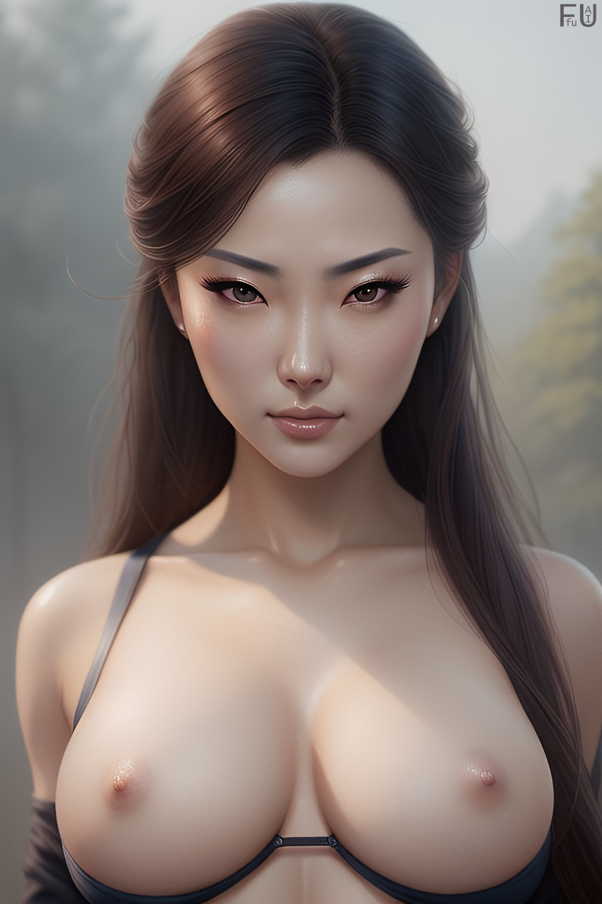 Rule 34 1girls Ai Generated Asian Female Brown Hair Exposed Breasts