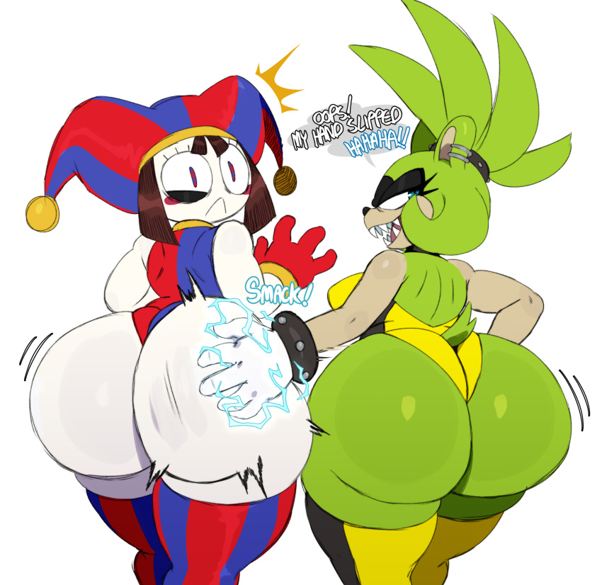 Rule 34 2girls Ass Ass Grab Big Ass Blue Eyes Breasts Clothing Clown