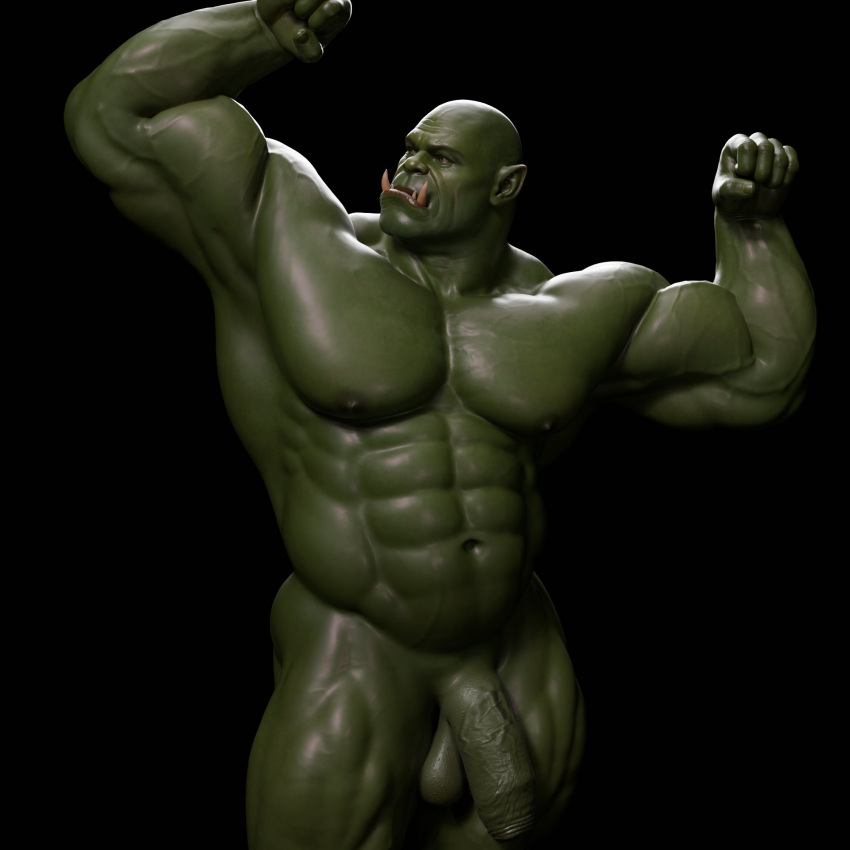 Rule 34 1boy Bald Balls Bara Barazoku Flexing Green Body Green Skin 5730