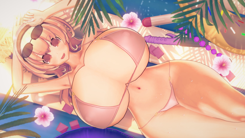 Rule 34 3d Arms Up Beach Bikini Blush Cleavage Compa Condom From Above Headband Huge Breasts