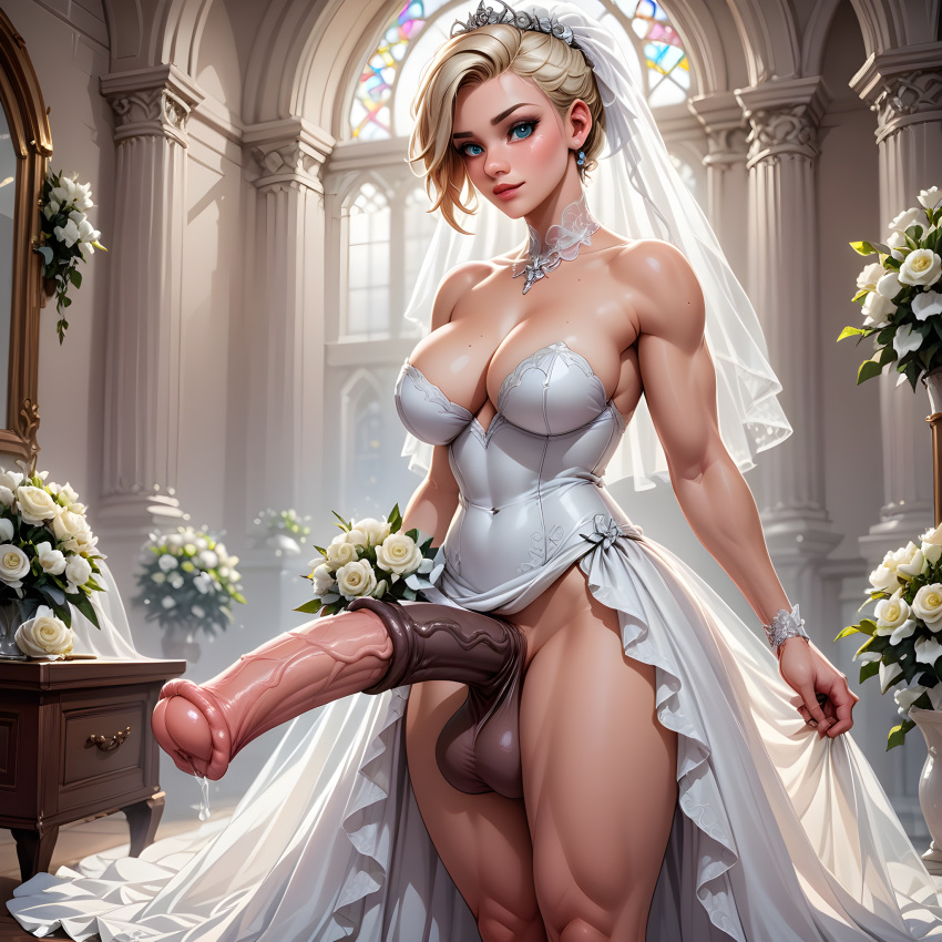 Rule 34 Ai Generated Blonde Hair Blue Eyes Breasts Flower Futa Only