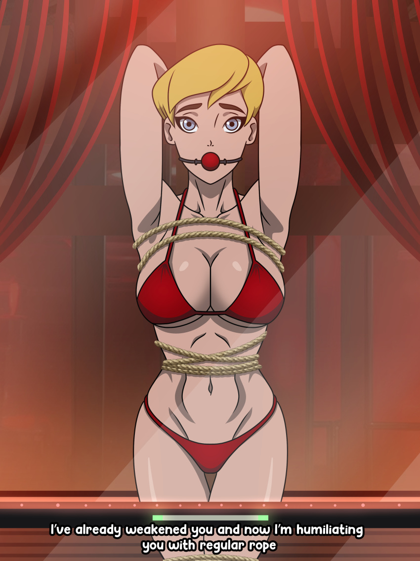 Rule 34 1girls Armpit Armpits Arms Behind Head Ball Gag Behind Glass Big Breasts Bikini Blonde