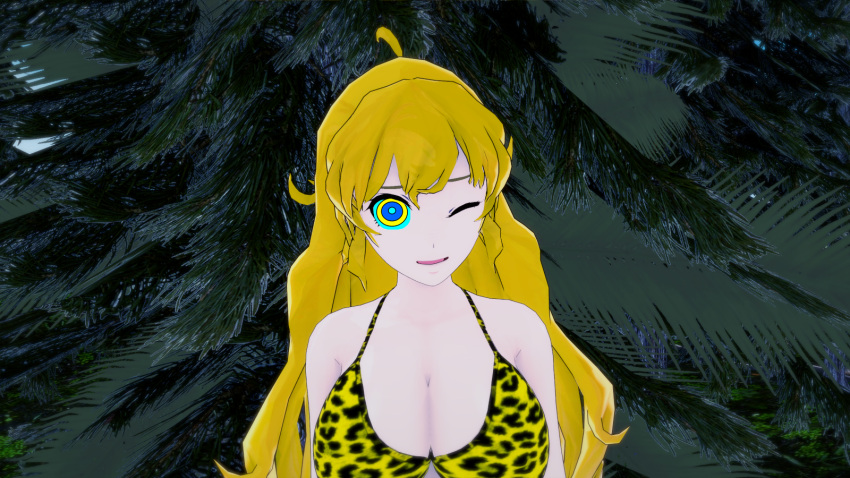 Rule 34 3d Bikini Blonde Hair Breasts Hypnosis Kaa Eyes Koikatsu Large Breasts Leopard Print