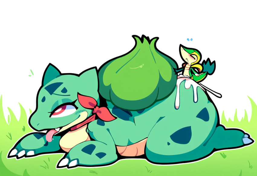 Rule 34 Ai Generated Bandana Blush Bodily Fluids Bulbasaur Closed Eyes Cum Cum Inside Duo