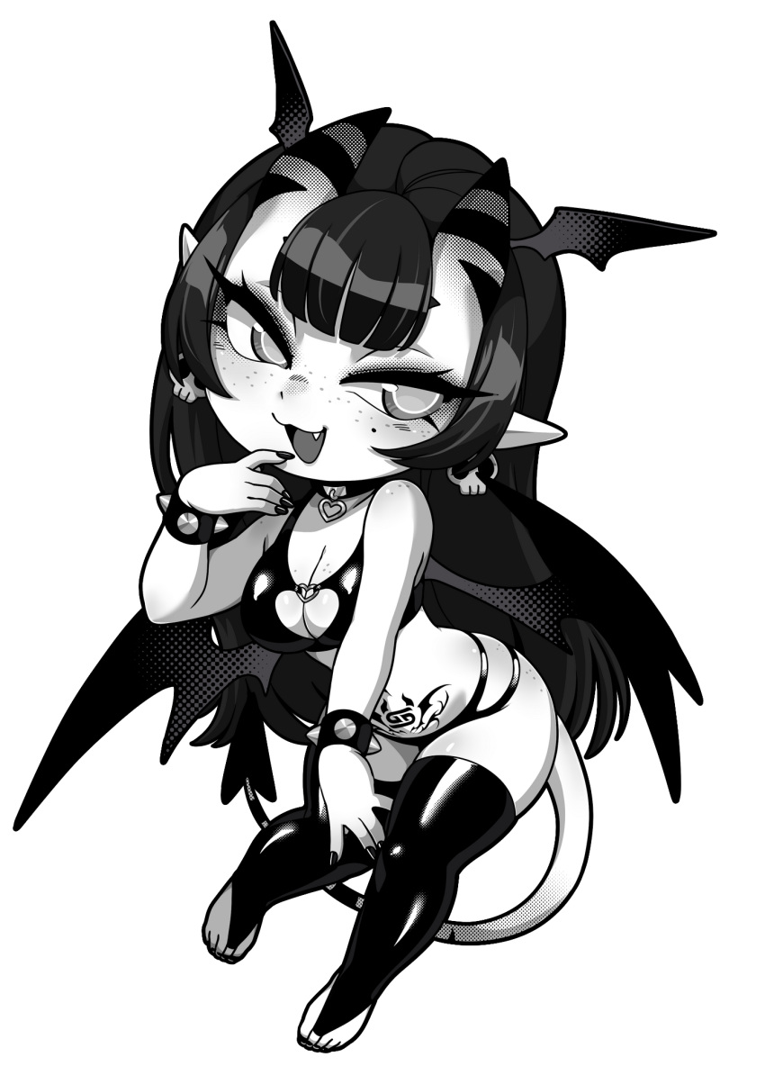 Rule 34 Black And White Chibi Demon Demon Girl Demon Horns Demon Tail Devil Devil Girl Devil
