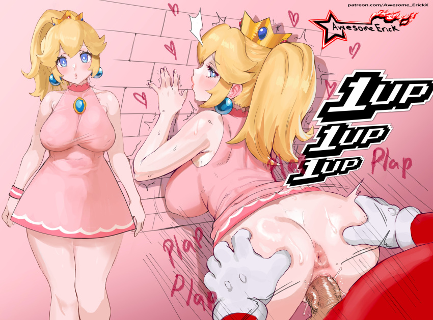 Rule 34 1up Awesomeerix Dress Mario Mario Series Princess Peach Sex