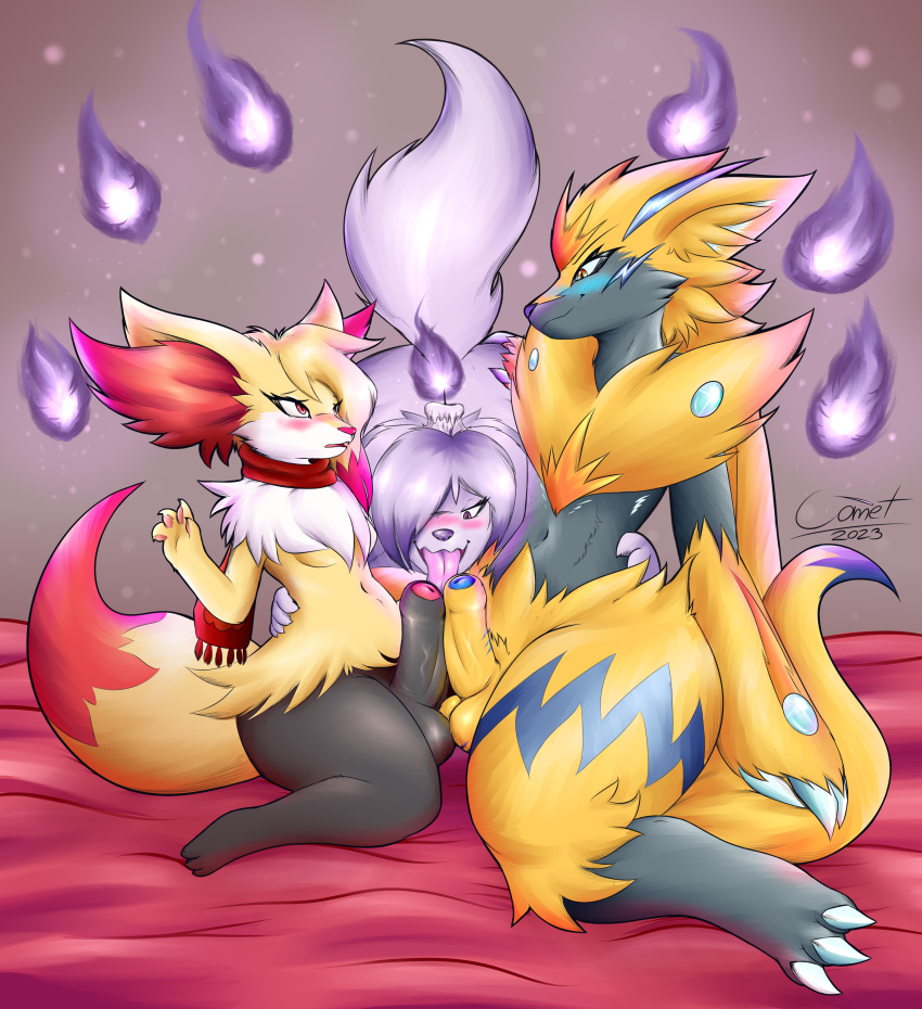 Rule 34 Absurd Res Anthro Balls Balls Touching Bed Sheet Bedding Bedroom Eyes Blush Braixen
