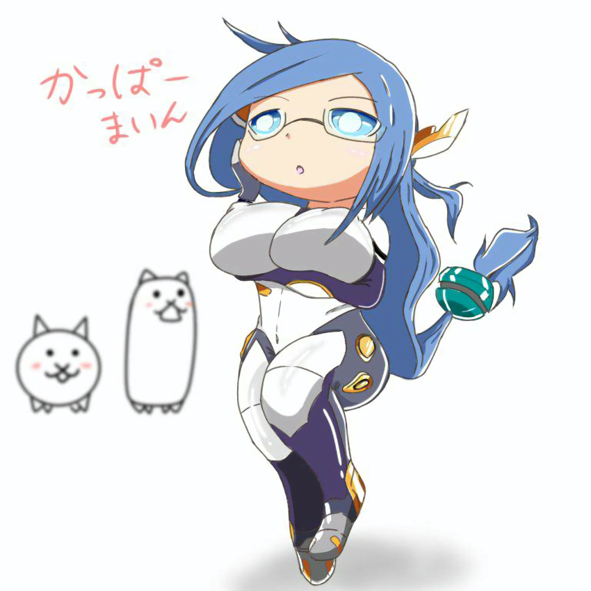 Rule 34 1girls Arms Under Breasts Barely Contained Blue Eyes Blue Hair Blush Bodysuit Breast