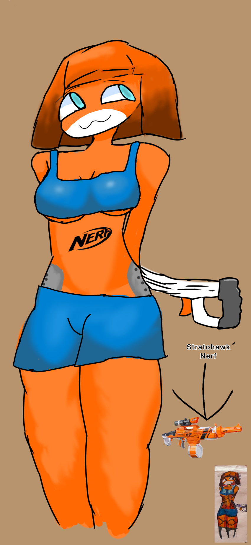 Rule 34 Big Breasts Blue Clothing Female Female Only Girl Green Eyes