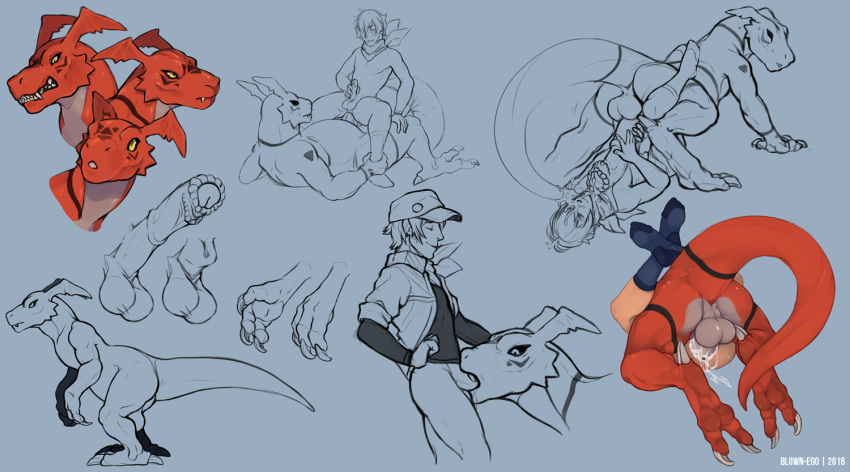 Rule 34 Balls Blown Ego Digimon Gay Guilmon Human Male Male Male