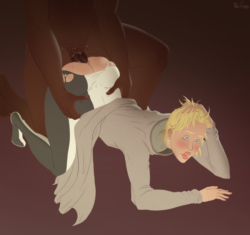 Rule 34 Anal Anal Sex Blackless Blonde Eyebrows Blonde Hair Blue Eyes Blush Clothed Dark
