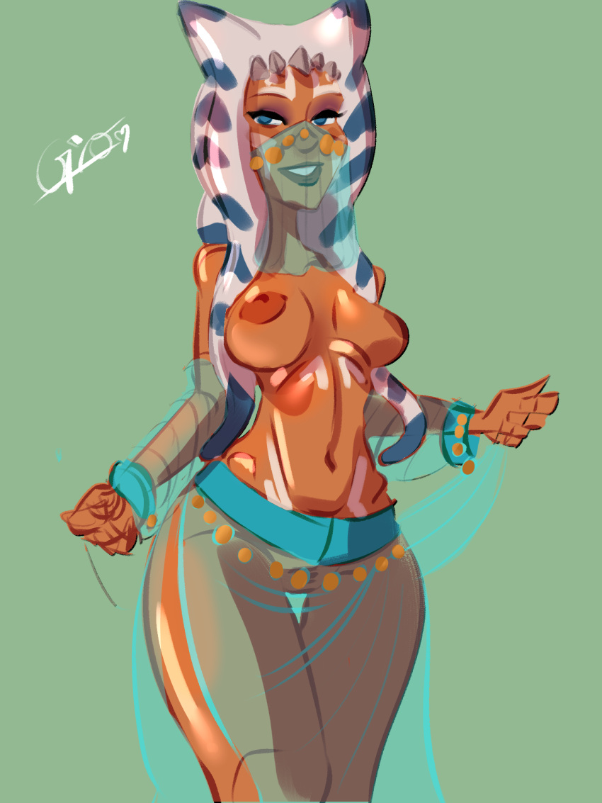 Rule 34 Ahsoka Tano Belly Dancer Belly Dancer Outfit Blue Eyes Harem 1480