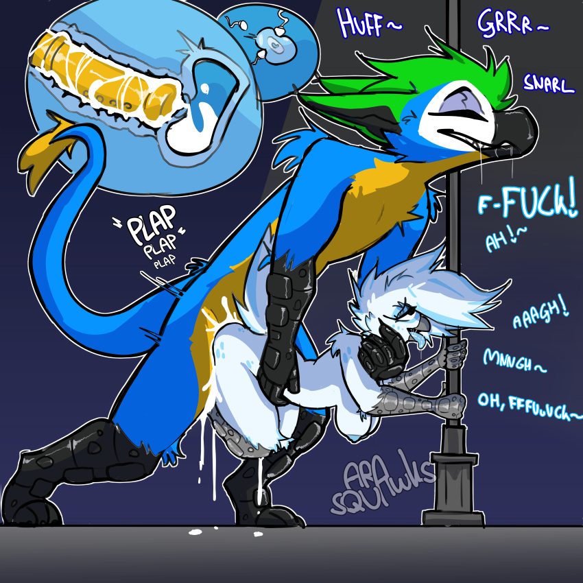 Rule 34 Absurd Res Anthro Ara Squawks Avian Beak Big Hands Big Penis Bird Blue Body Bodily