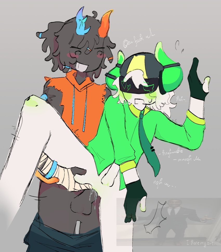 Rule 34 Boombox Phighting Coil Phighting Gay Sex Green Eyes Green Horn Orange Hoodie