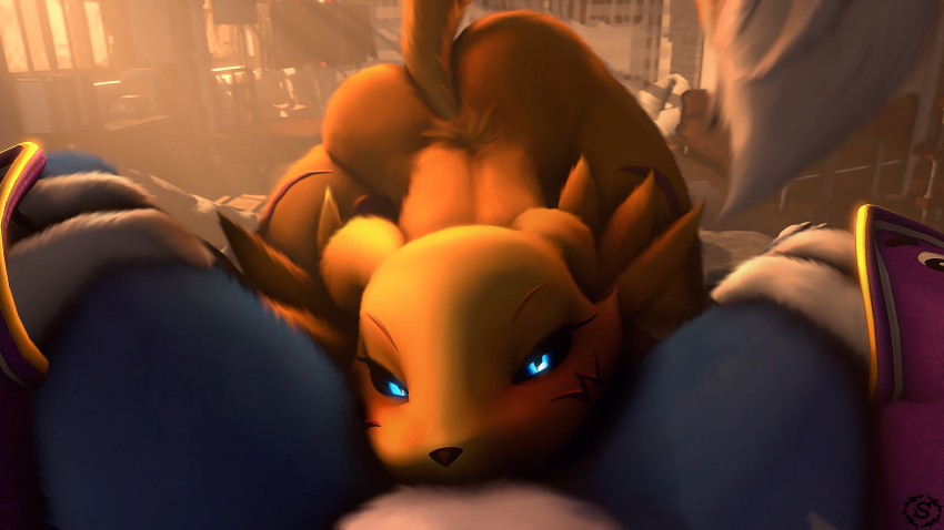 Rule 34 Anthro Anthro On Anthro Ass Bandai Namco Black Nose Black Sclera Blue Body Blue Eyes