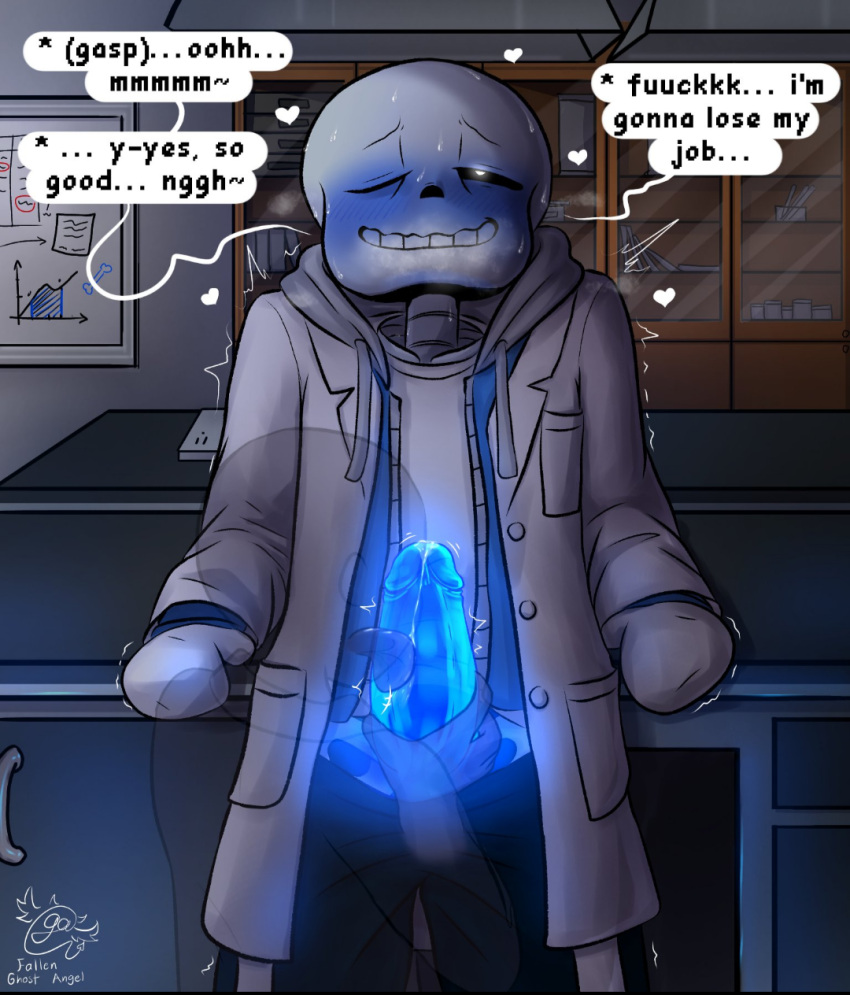 Rule 34 Blowjob Blush Dialogue Ectopenis Fallen Ghost Angel Artist Gay Leaning Back One Eye
