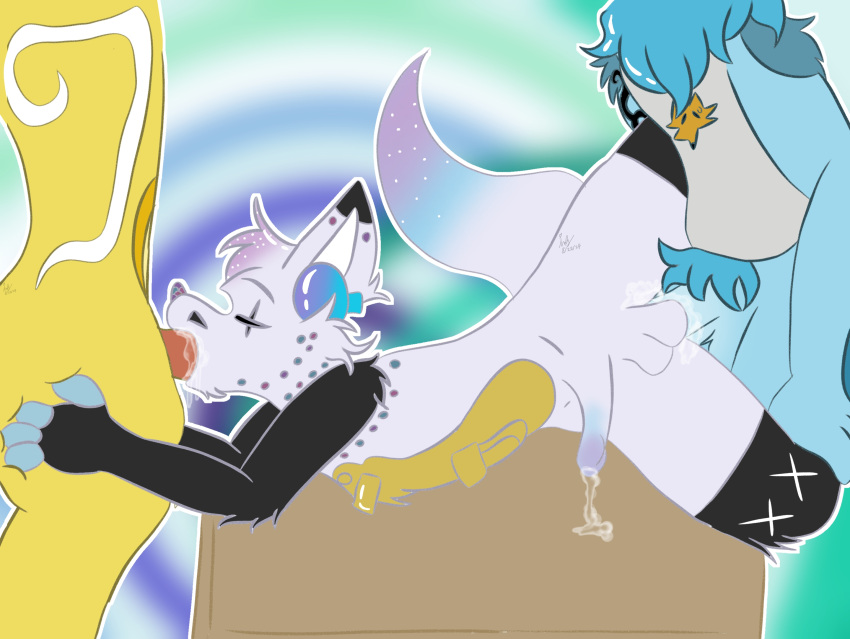 Rule 34 Anal Anal Sex Anthro Black Body Black Fur Blue Body Blue Fur Blue Penis Blue Pubes