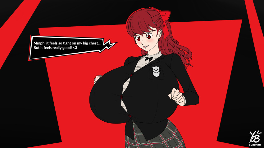 Rule 34 Biting Lip Blush Breast Expansion Breasts Horny Kasumi Yoshizawa Persona 5 Straining
