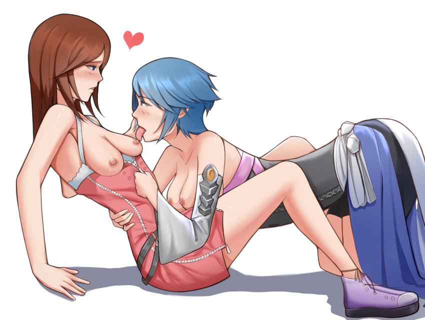 Rule 34 2024 2girls Aqua Kingdom Hearts Blue Eyes Blue Hair Blush