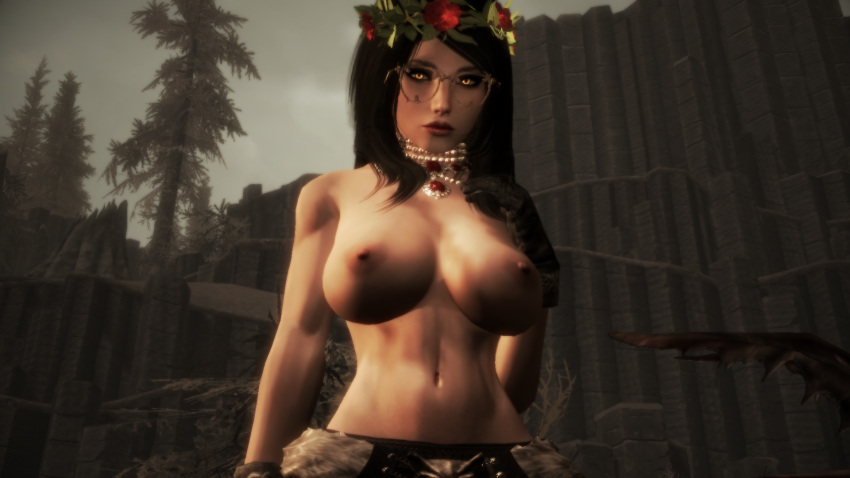 Rule 34 1girls Black Hair Breasts Breasts Out Cute Elegant Female Female Vampire Flower Crown