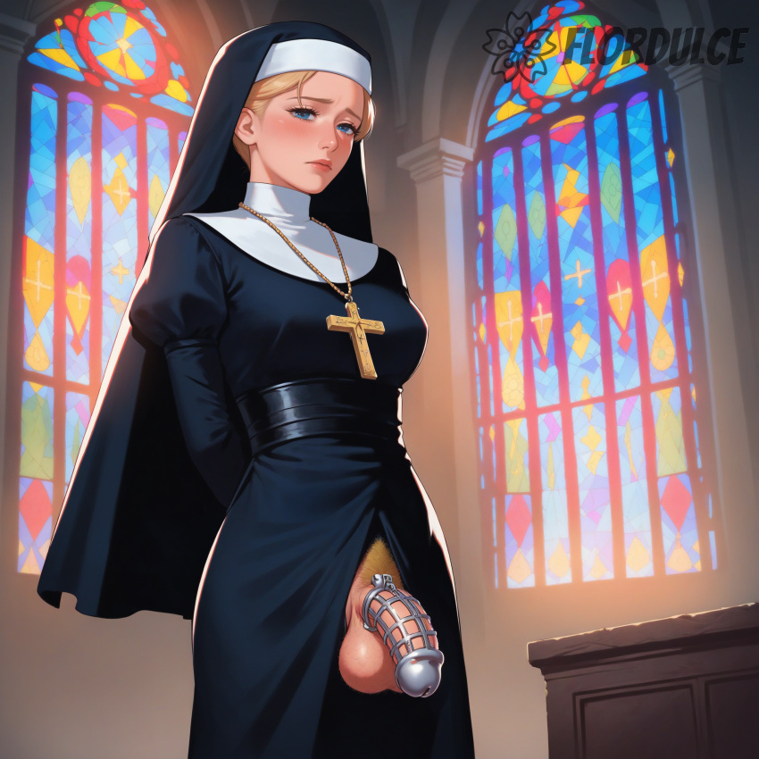 Rule 34 1futa Ai Generated Arms Behind Back Balls Blonde Hair Blue
