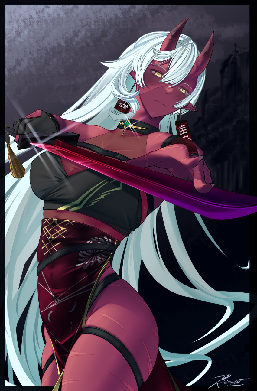 Rule 34 Akumi Anime Anime Style Female Horns Oni Oni Horns Red Skin