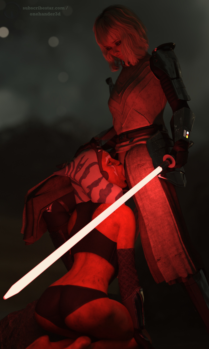 Rule 34 2girls 3d Ahsoka Tano Black Bra Black Panties Blonde Hair Bra Cunnilingus Defeat Sex