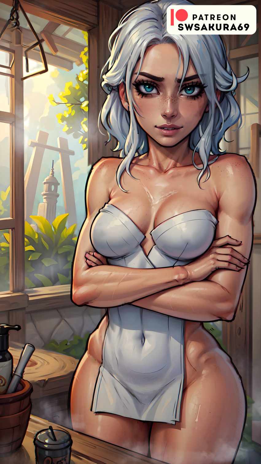 Rule 34 Ai Generated Breasts Ciri Female Green Eyes Light Skinned