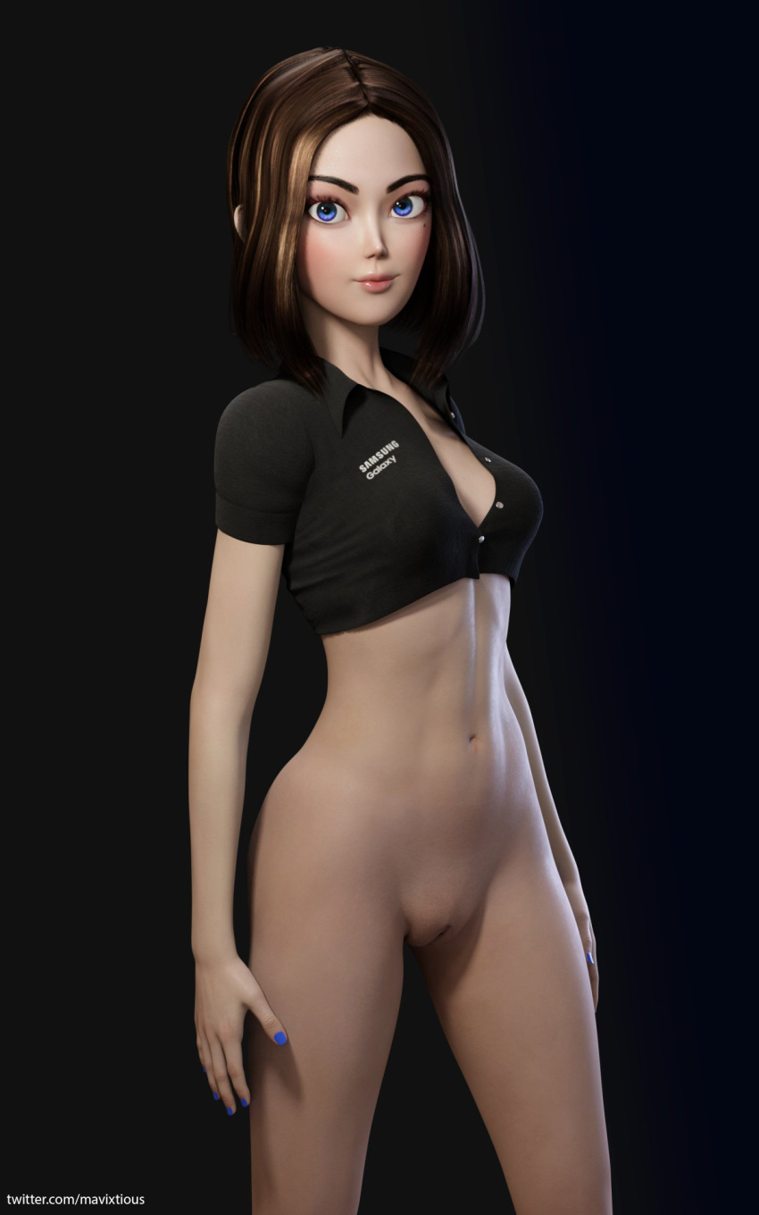 Rule 34 3d Athletic Athletic Female Bottomless Breasts Brown Hair Busty Cleavage Crop Top Edit