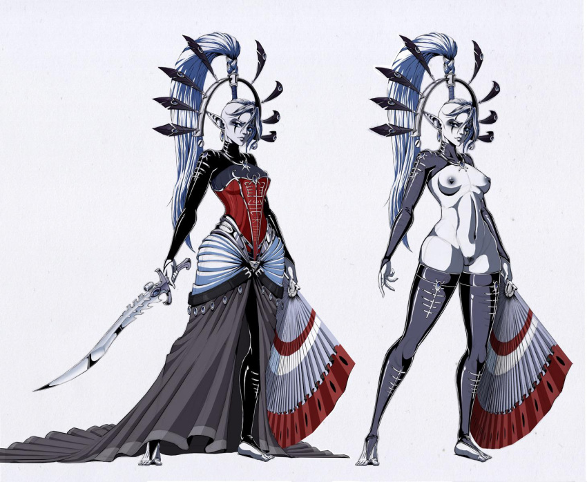 Rule 34 1girls Aeldari Areolae Breasts Clothed Eldar Fan Female Female Only Functionally Nude