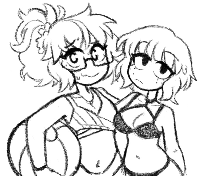 Rule 34 2girls Artist Self Insert Beach Ball Bikini Black Lipstick 7324