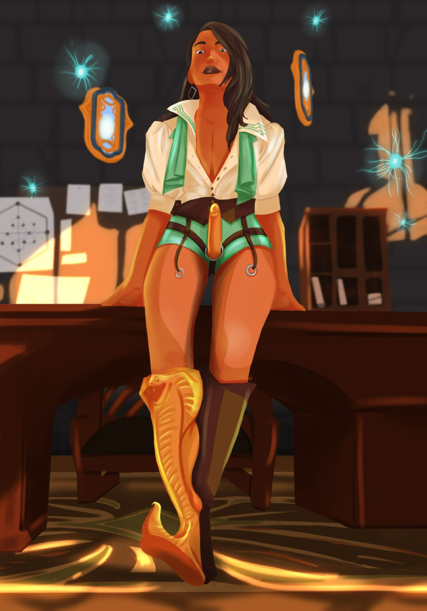 Rule 34 Dragon Age Dragon Age The Veilguard Leaning On Desk Leaning 0458