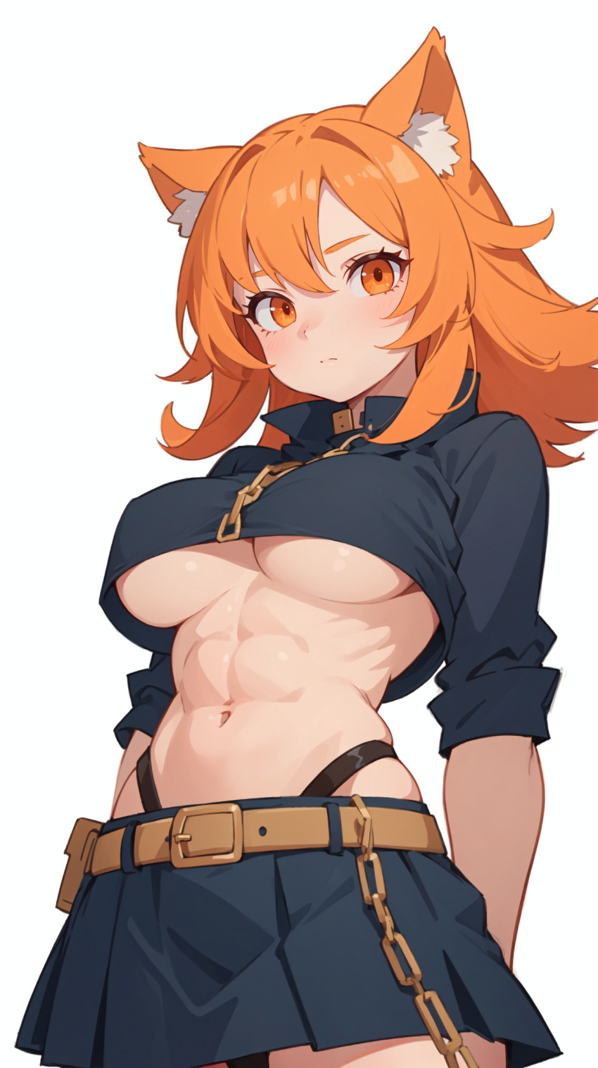 Rule 34 1girls Abs Ai Generated Cat Ears Cat Girl Catgirl Chains Crop Top Female Female Focus