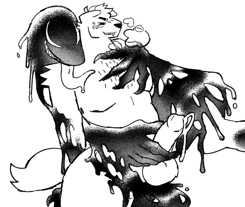 Rule 34 2021 Ambiguous Gender Anthro Birdpaw Artist Black And White Black Nose Blush Bodily