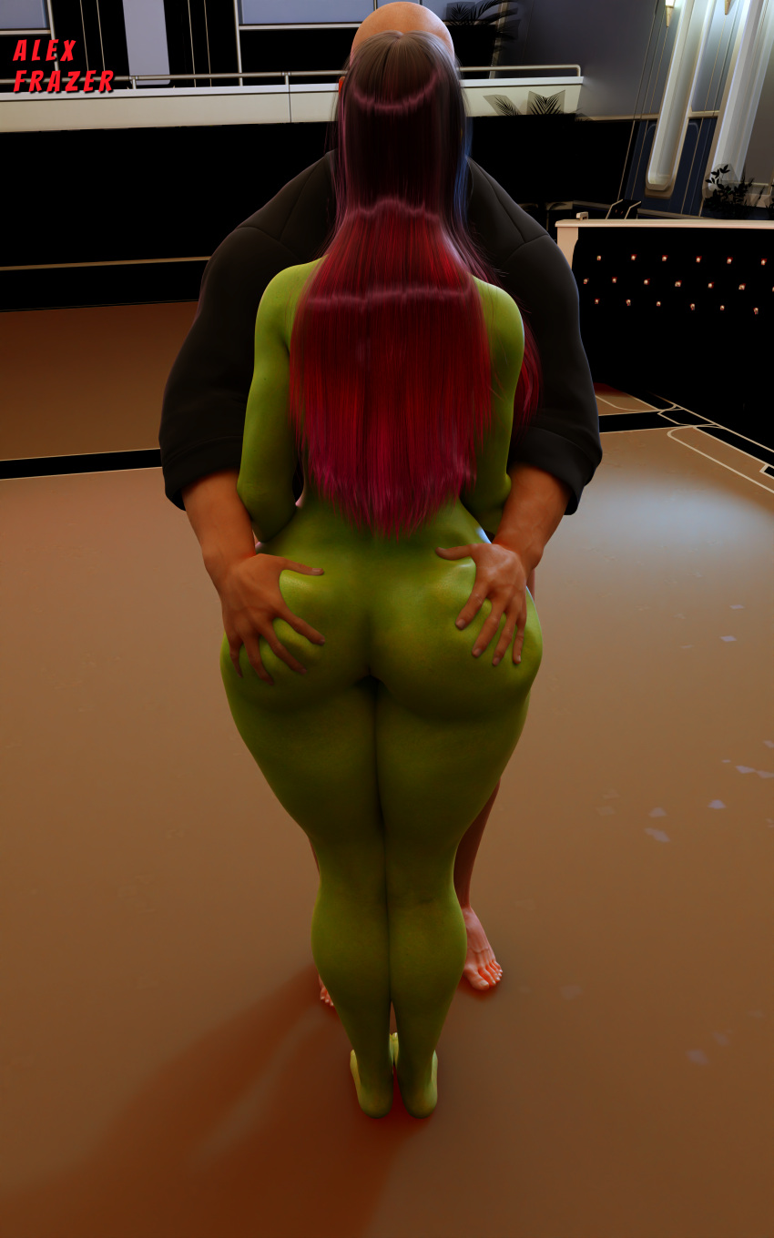 Rule 34 1boy 1girls 3d Alexfrazer Ass Focus Ass Grab Bald Bald Man 5978