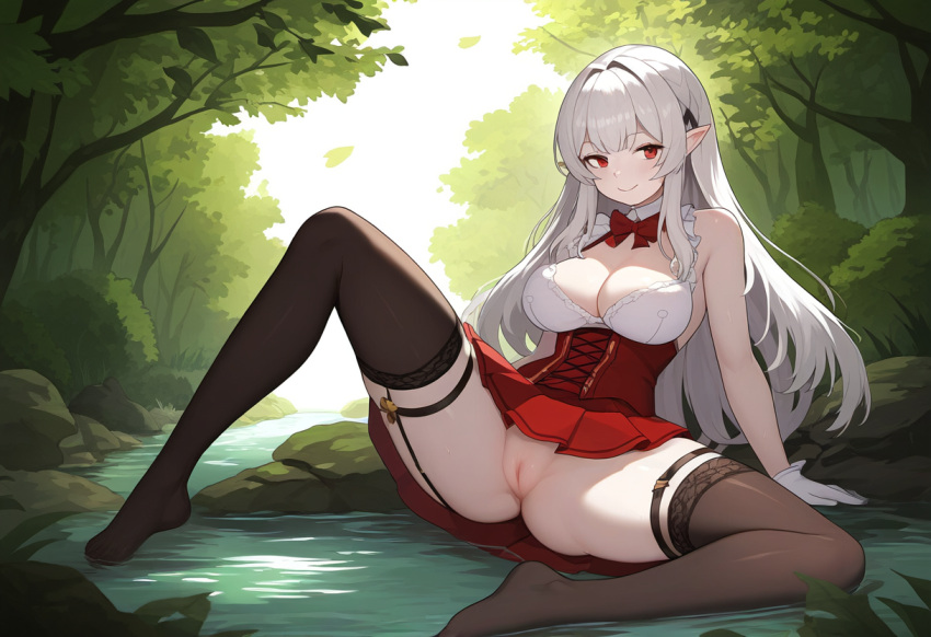 Rule 34 Ai Generated Black Stockings Bow Cleavage Elf Elf Ears Elf