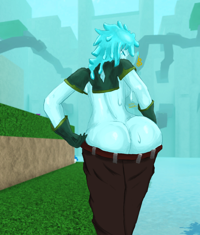 Rule 34 Belt Blue Hair Blue Skin Bubble Butt Butter Sama Fischeran