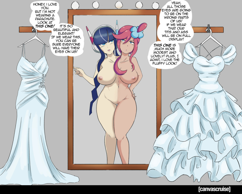 Rule 34 Better Version At Source Black Hair Blue Eyes Breasts Canvascruise Conjoined Dialogue